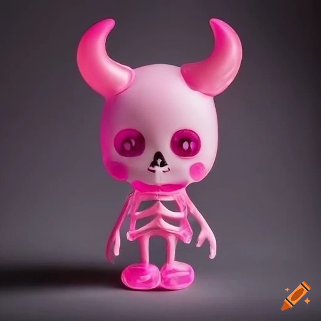 Pink skeleton toy doll with devil horns on Craiyon