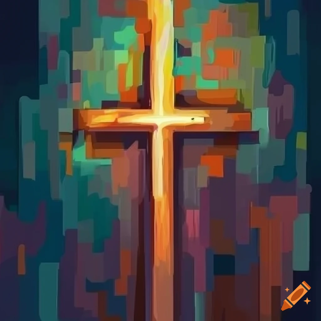 Vector artwork of a bold metal cross on Craiyon