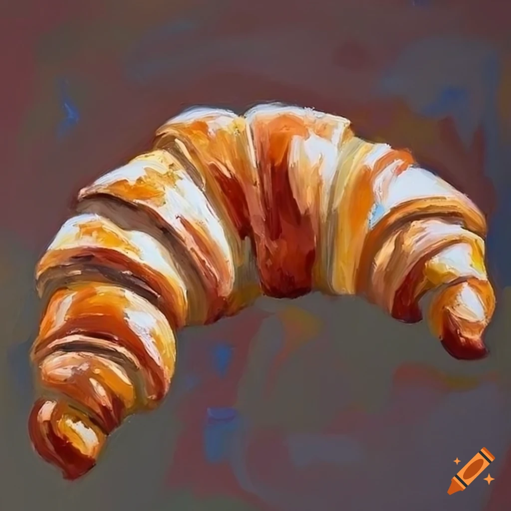 Oil painting of a croissant on Craiyon