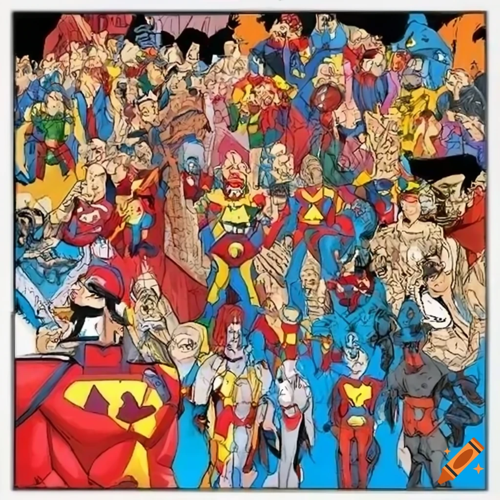 Colorful dynamic comic book team