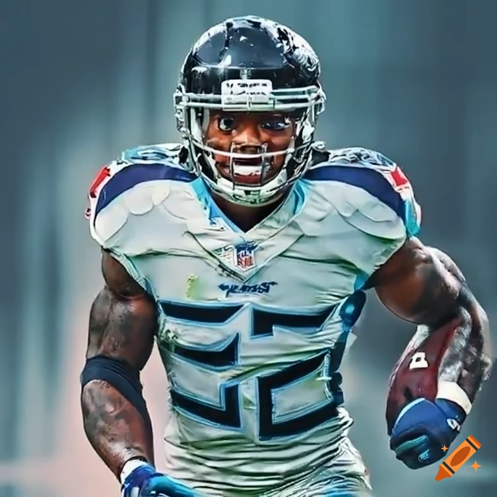 Derrick Henry bulldozing through the defense for a touchdown on Craiyon