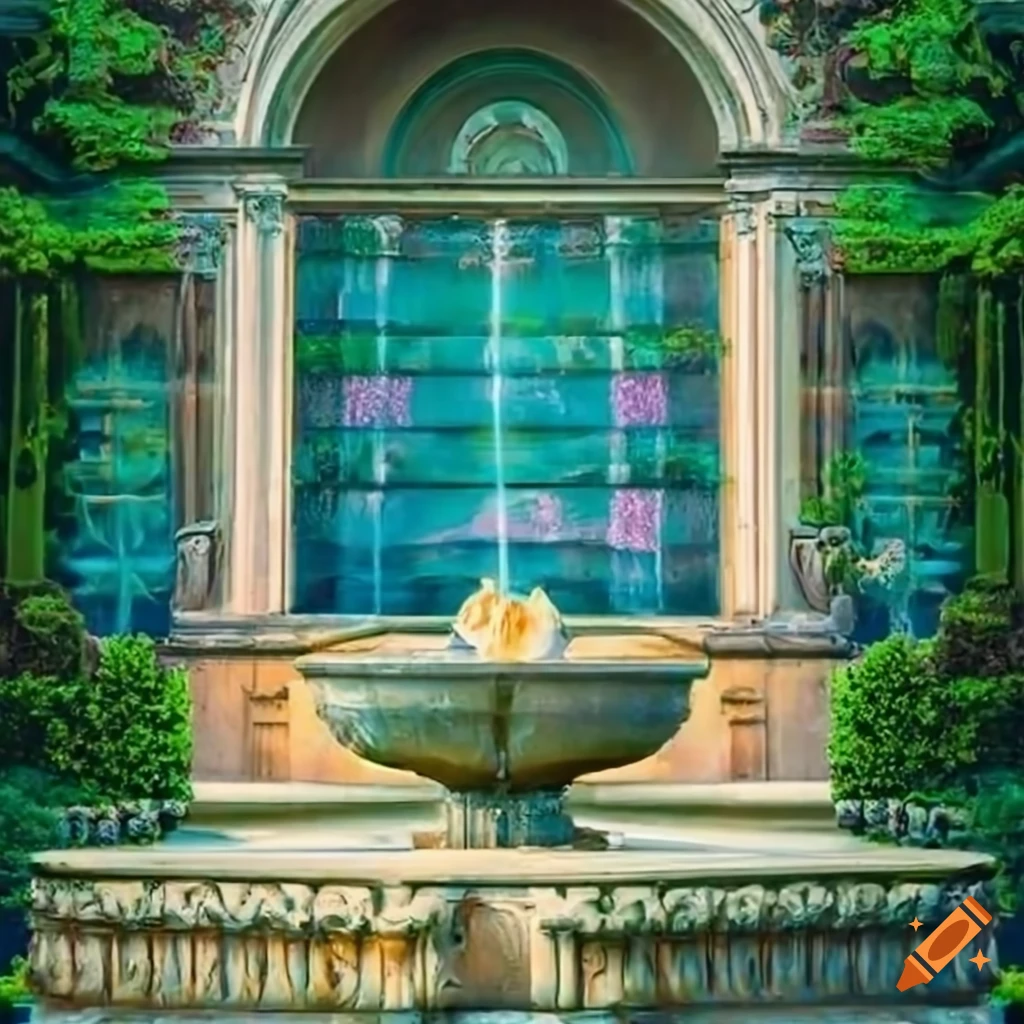 Monet-inspired garden scene viewed through a window