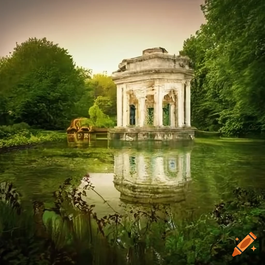 Monet-inspired garden scene viewed through a window on Craiyon