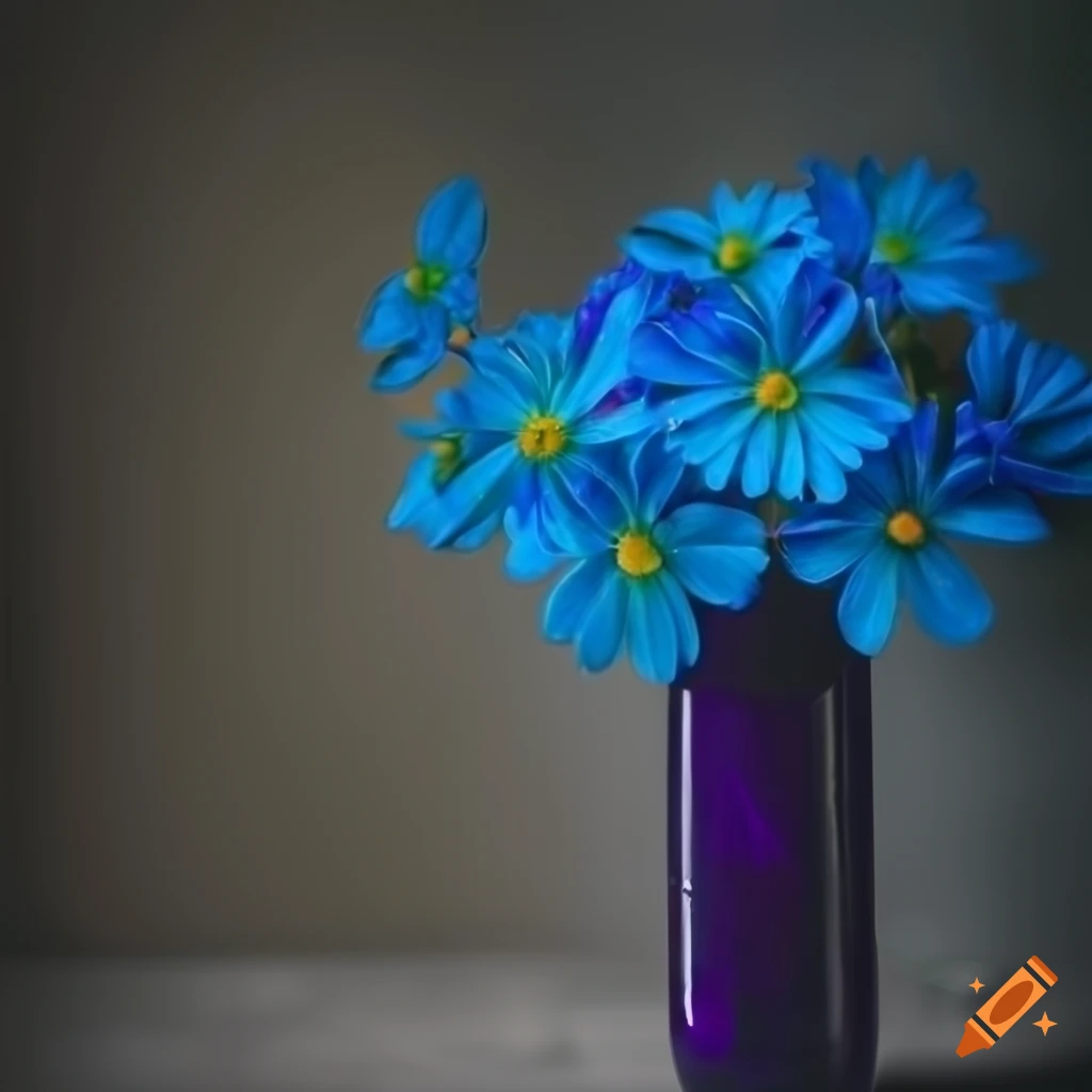 Artistic still life with blue flowers and energy drink can