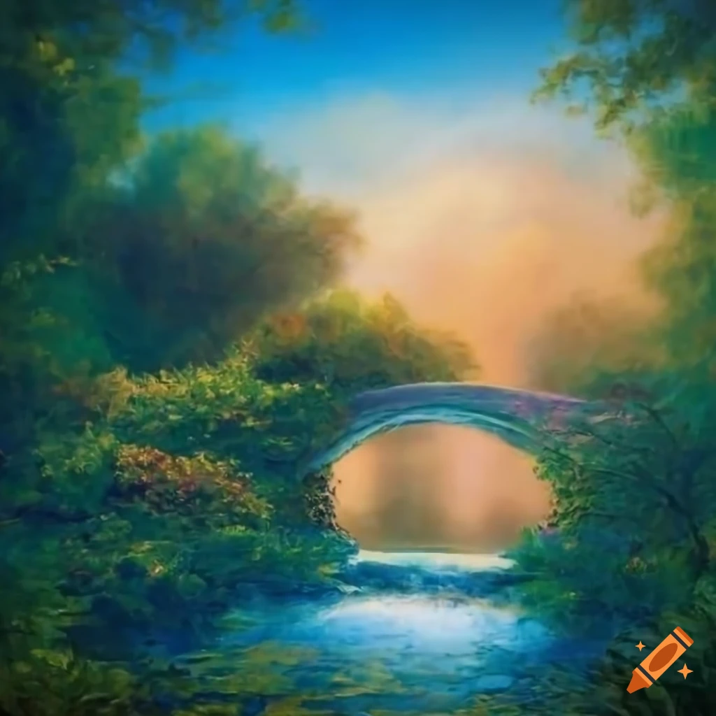 Monet-inspired fantasy landscape with a baroque balcony and stone ...