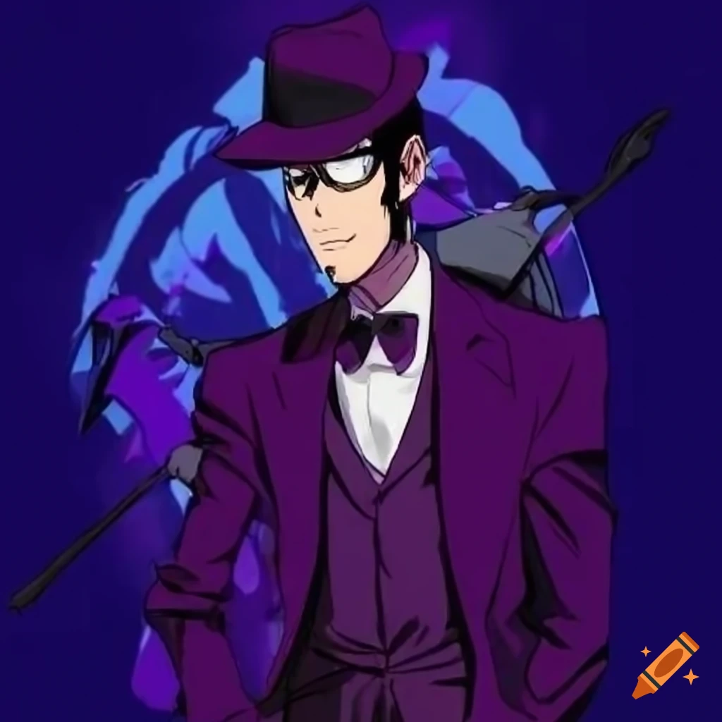 Daisuke jigen holding a revolver and smoking a cigarette on Craiyon