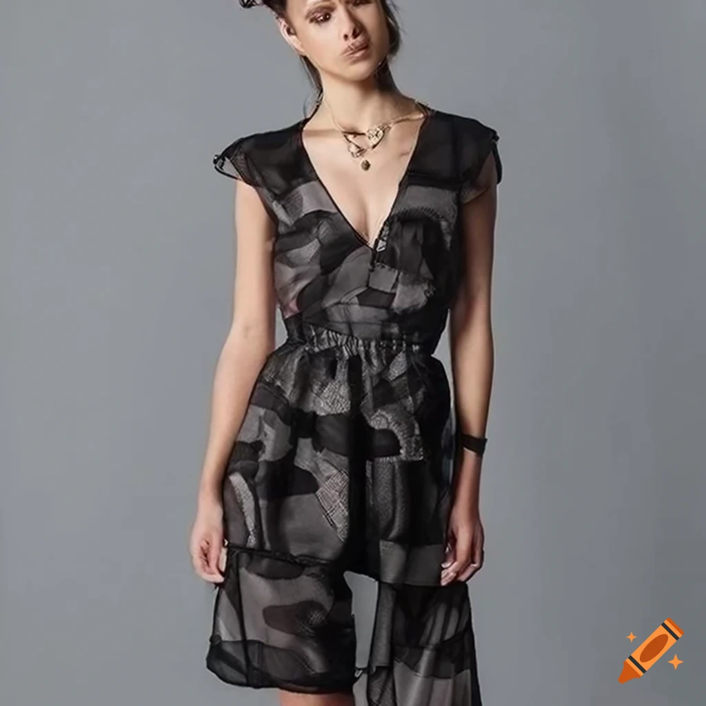 Hyper-realistic photo of a short chiffon playsuit on Craiyon