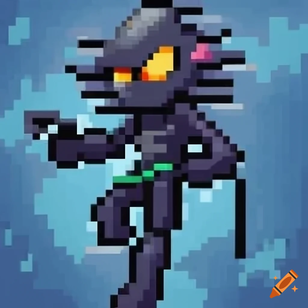 Pixel art of a dark anti-hero with dramatic pose