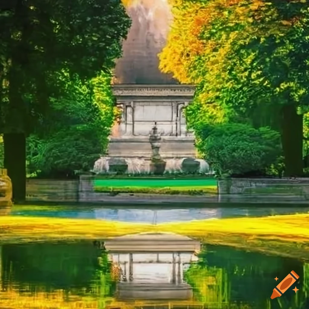 Monet-inspired garden scene through a window on Craiyon
