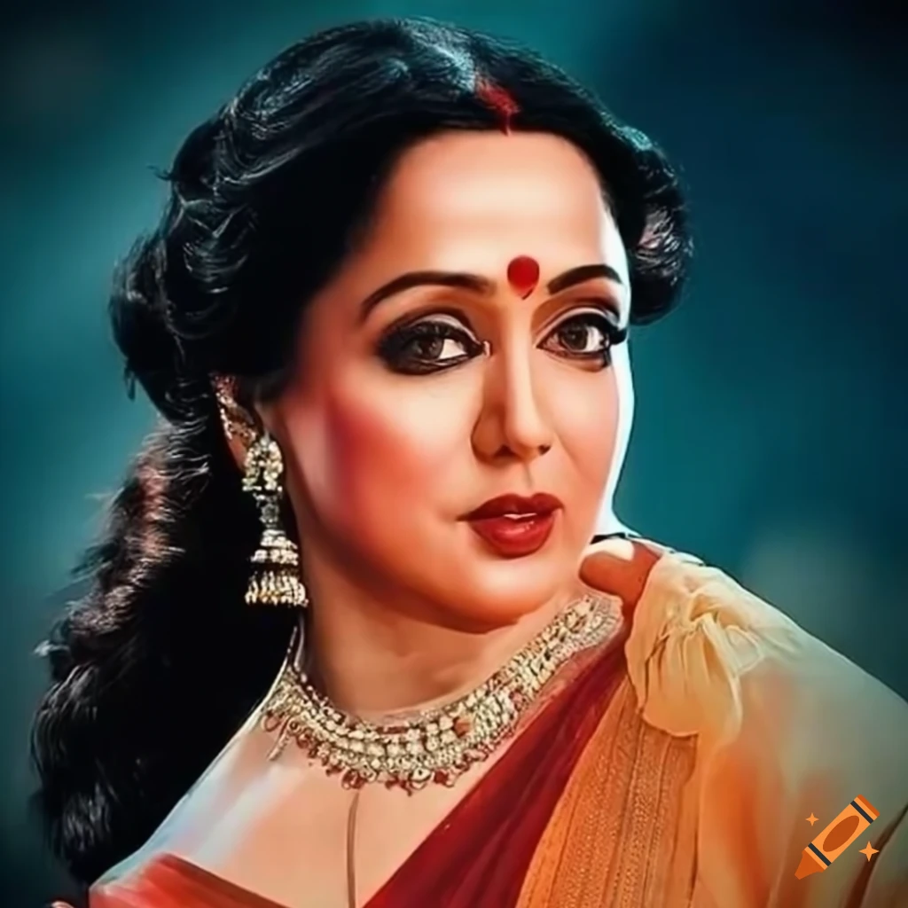 Portrait of an indian queen resembling hema malini