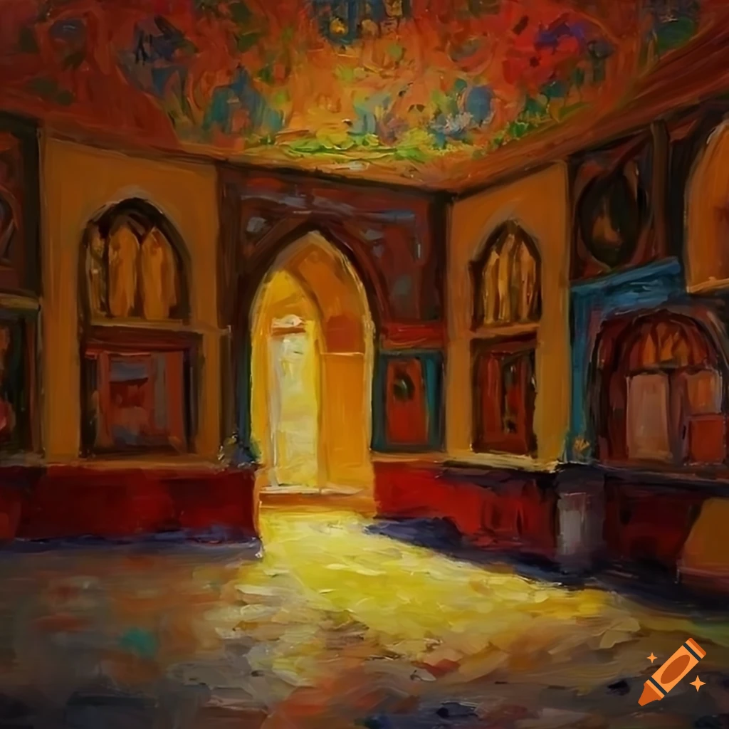 Impressionist painting of a Moroccan room interior on Craiyon