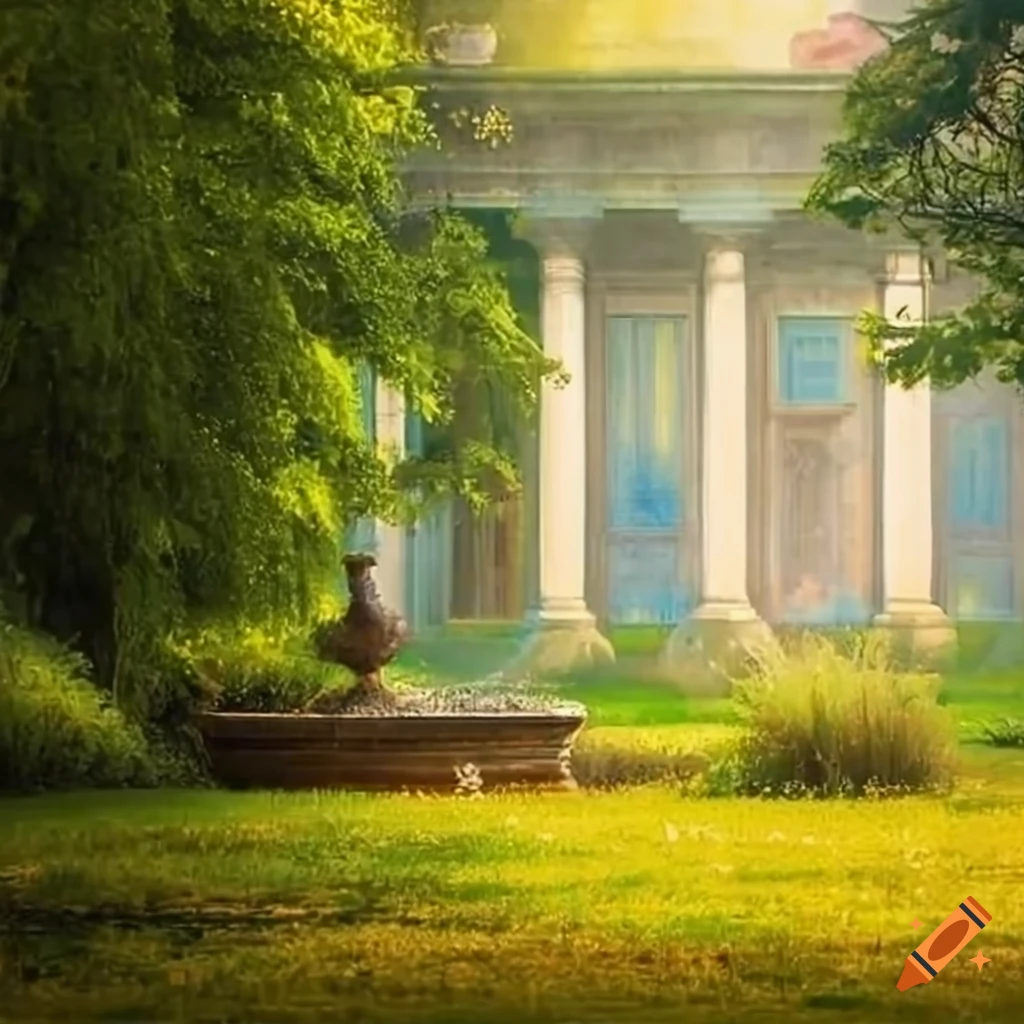 Monet-inspired garden scene through a window on Craiyon