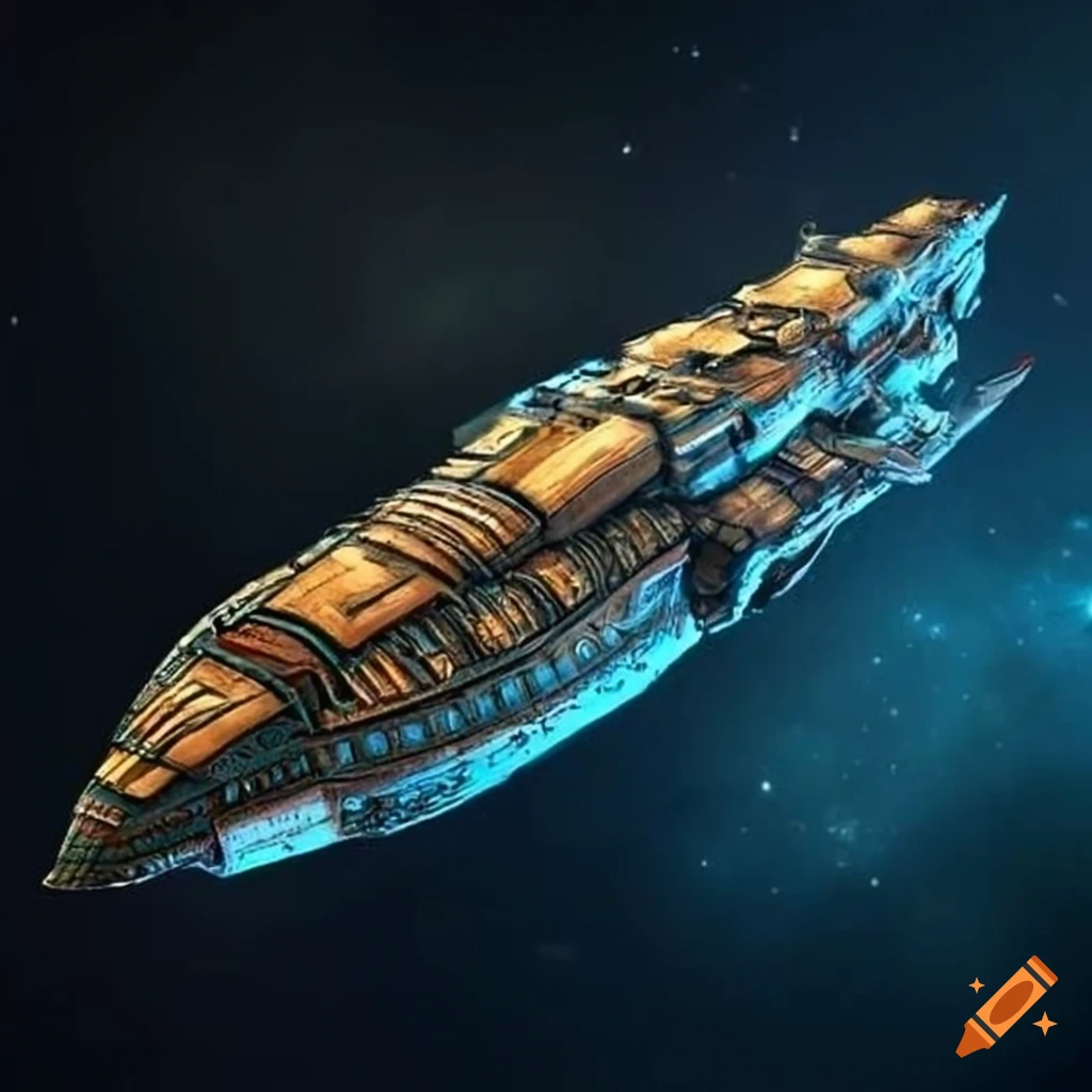 Futuristic spaceship with ancient Egyptian motifs on Craiyon