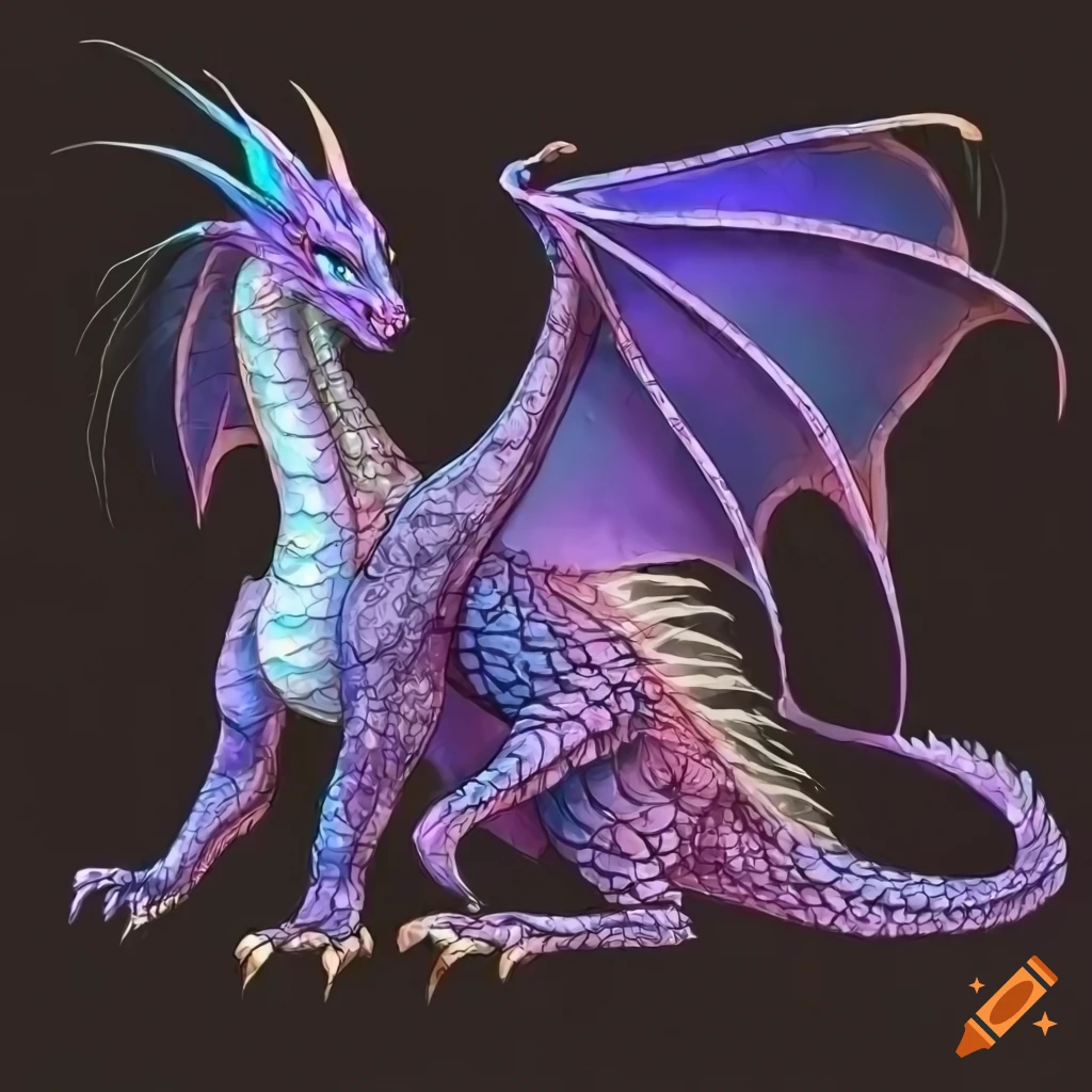 Side view of a detailed dragon illustration on Craiyon