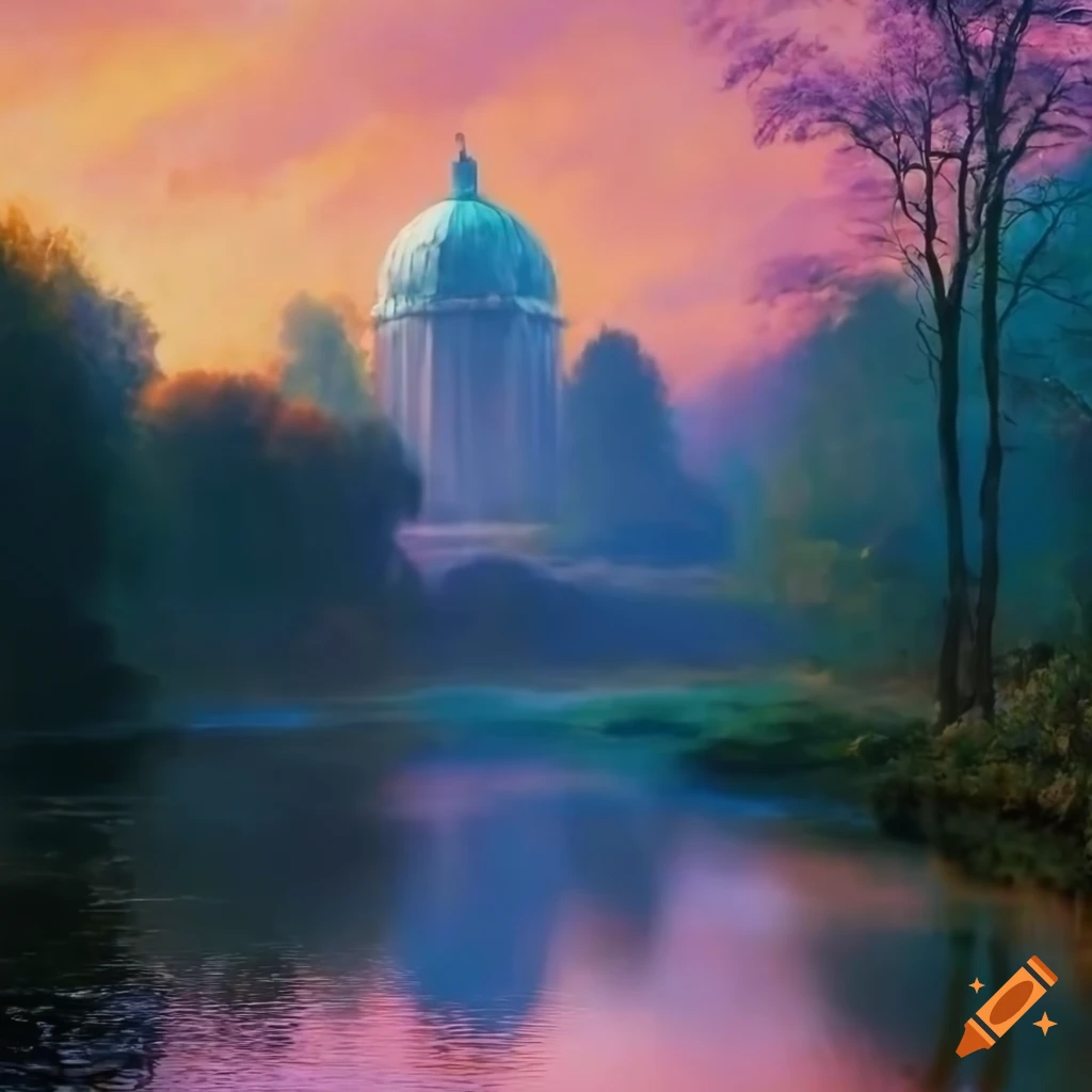 Monet-inspired fantasy landscape with a watercourse on Craiyon