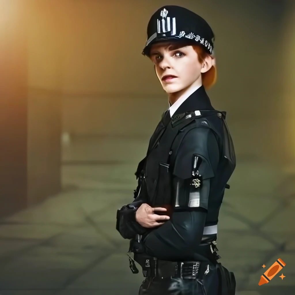 Portrait of Emma Watson as a police officer on Craiyon