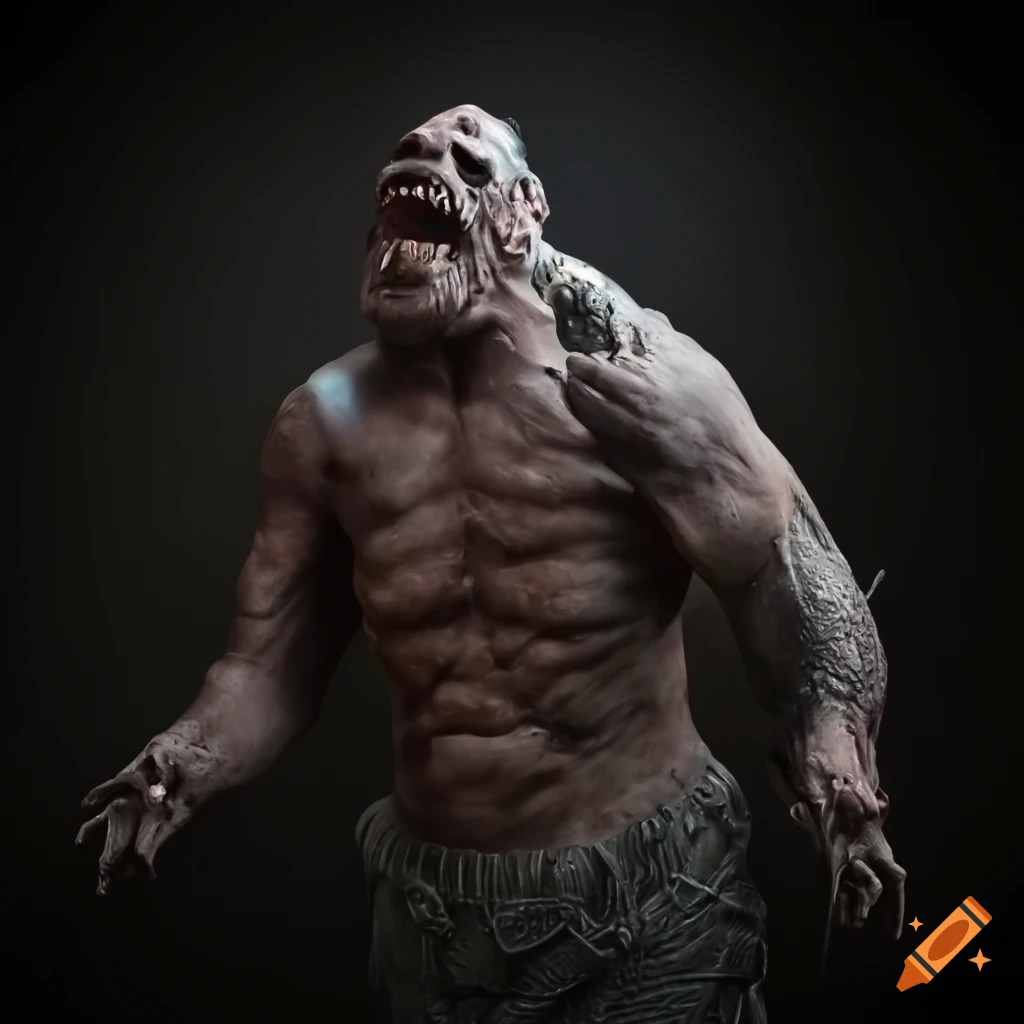 Artwork of a mythical creature with multiple heads and arms on Craiyon