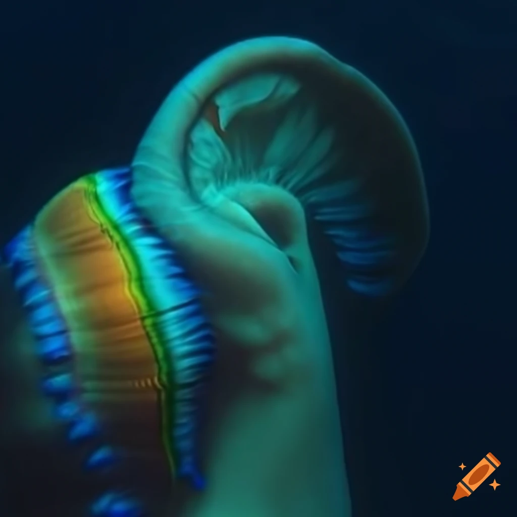 Abstract art of an ear underwater