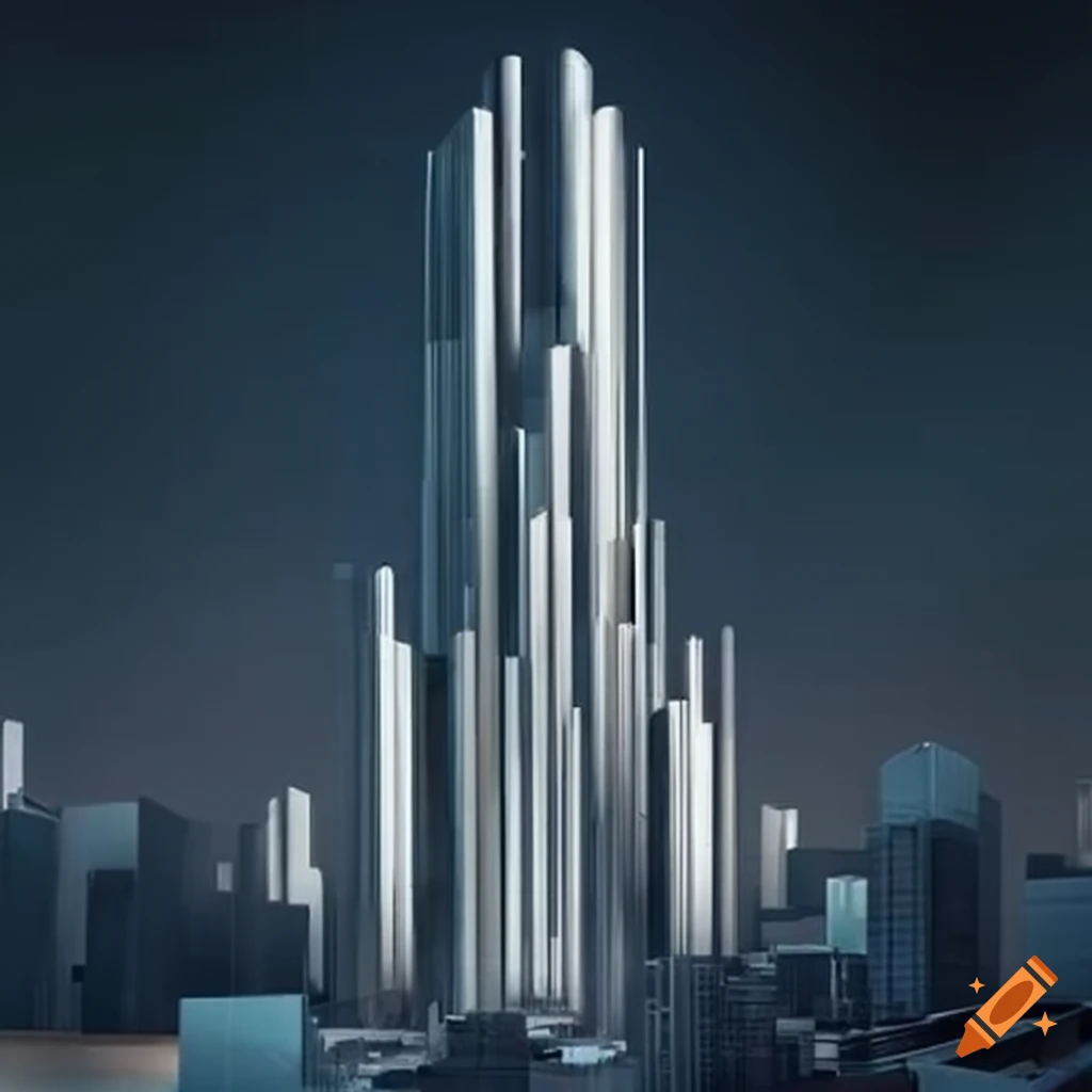 Skyscraper in a metropolis inspired by hugh ferriss