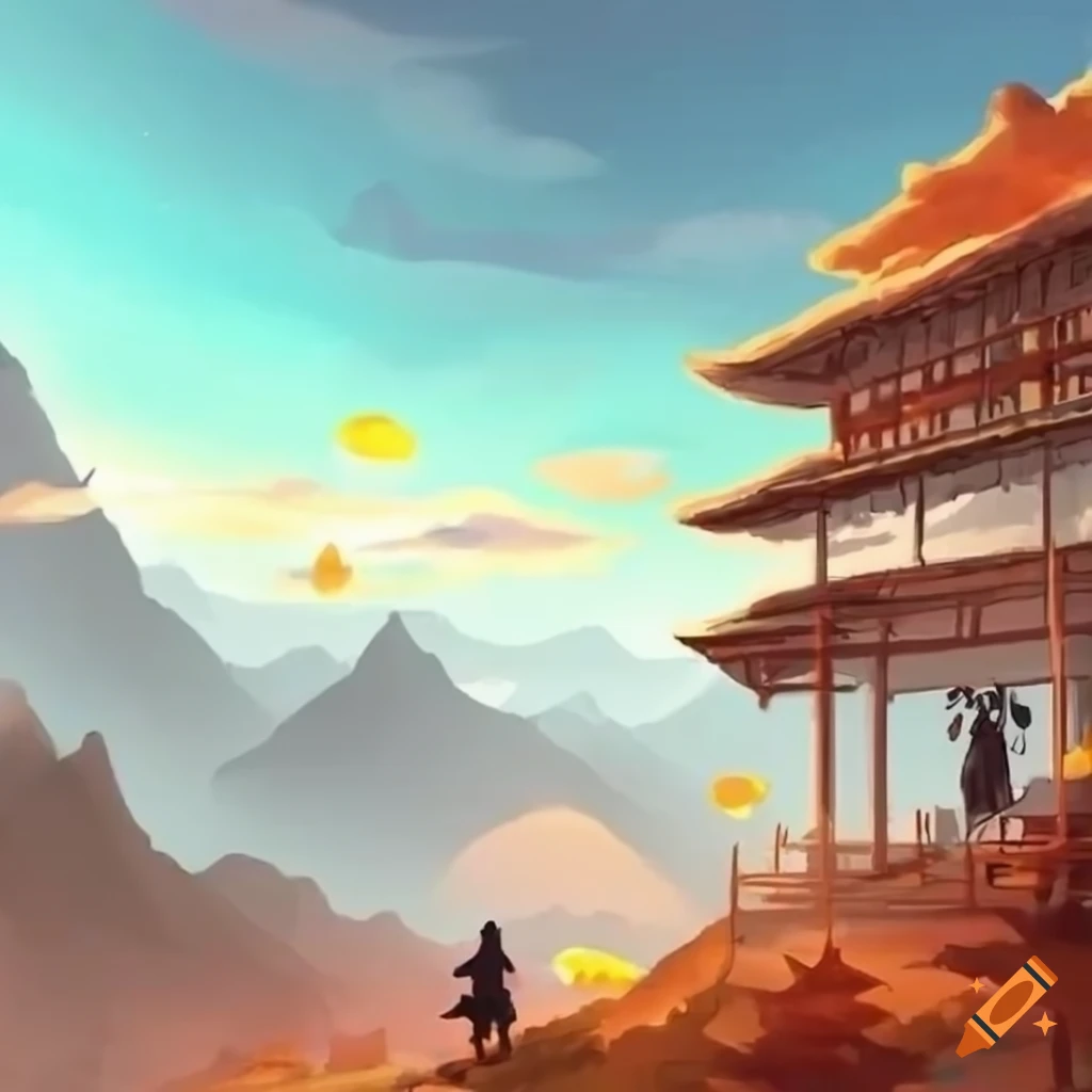 Chinese landscape mountains in manga style on Craiyon
