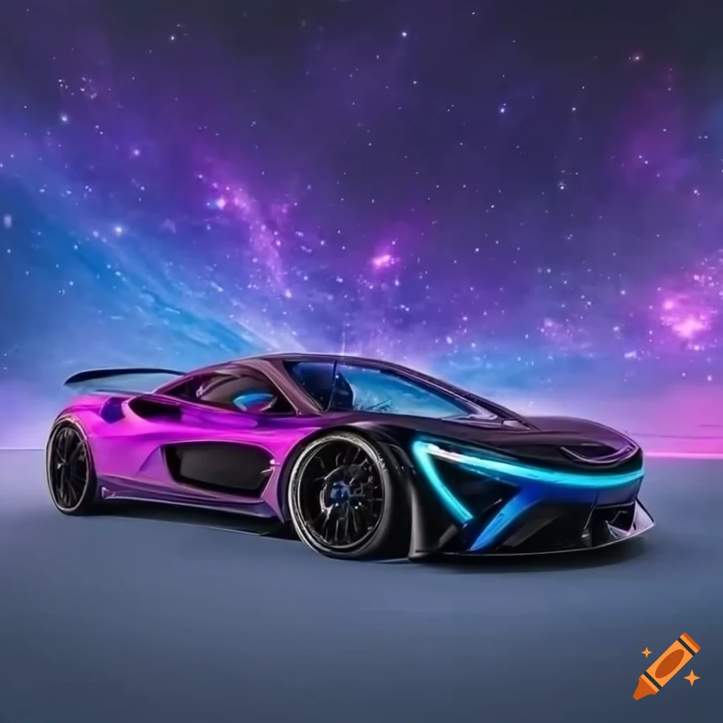 Futuristic black and blue Cyberpunk Mclaren solus GT on Craiyon