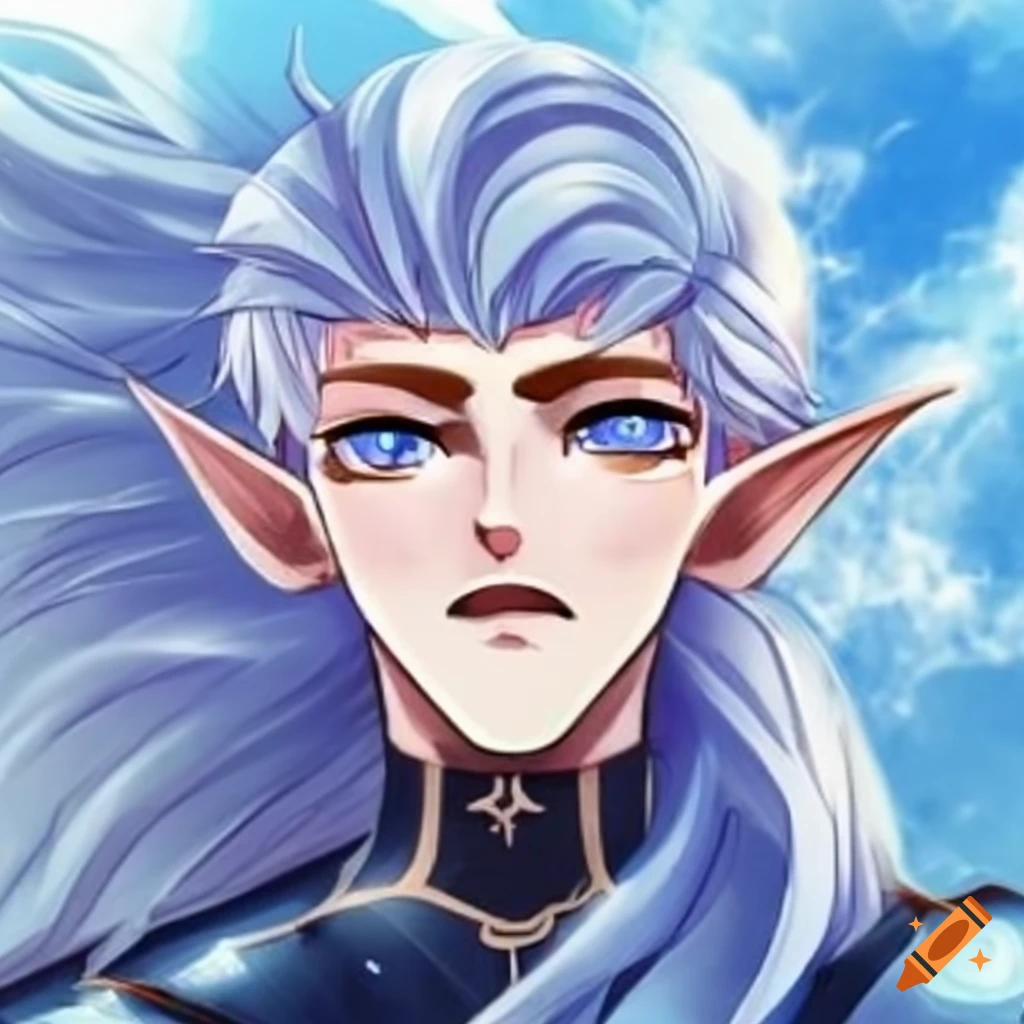 Illustration of an attractive high elf wizard on Craiyon