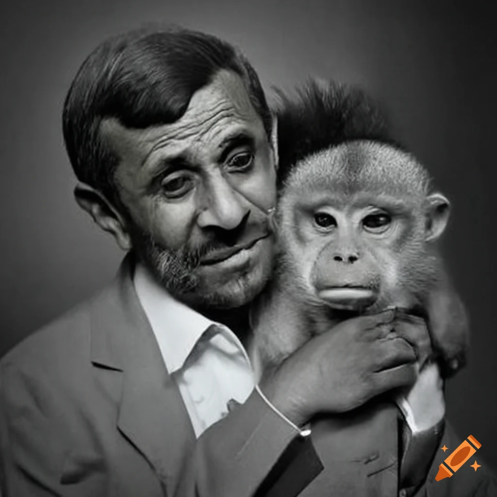 Mahmoud ahmadinejad hugging a monkey at space agency on Craiyon