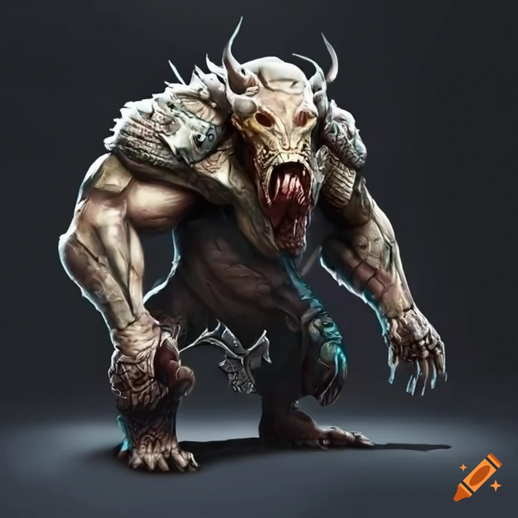 Image of a large intimidating beast with armour on Craiyon