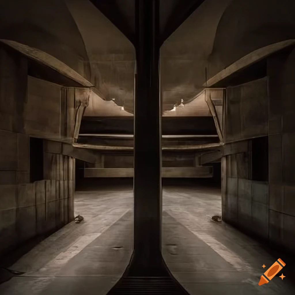 Interior of a brutalist modern stronghold on Craiyon