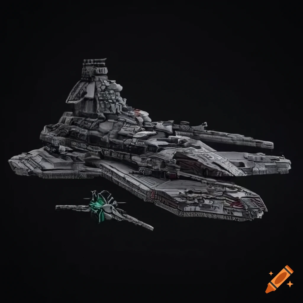 Intricate aztec inspired retrofuturist scifi battleship on Craiyon