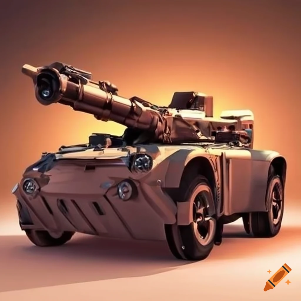 Sports car with weapons and turrets on Craiyon