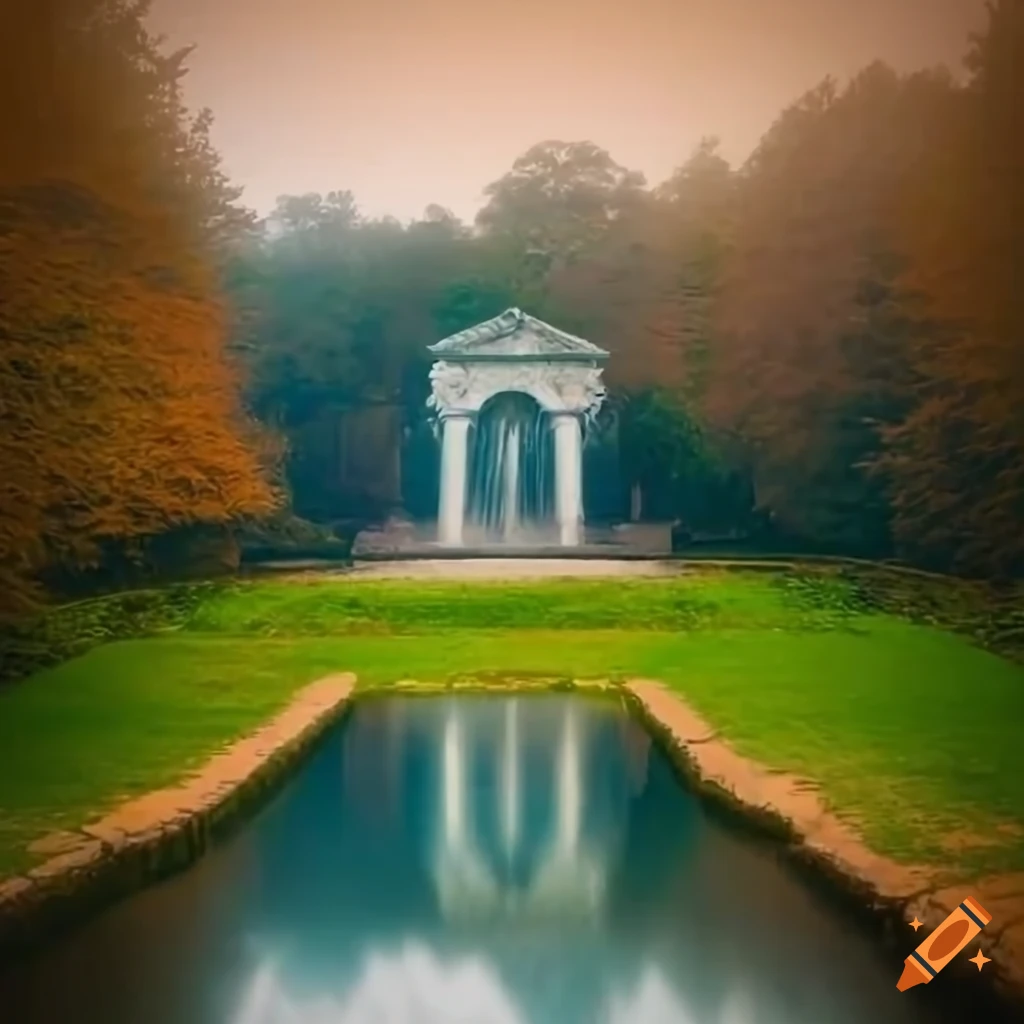 Monet-inspired landscape painting of a baroque balcony and stone ...