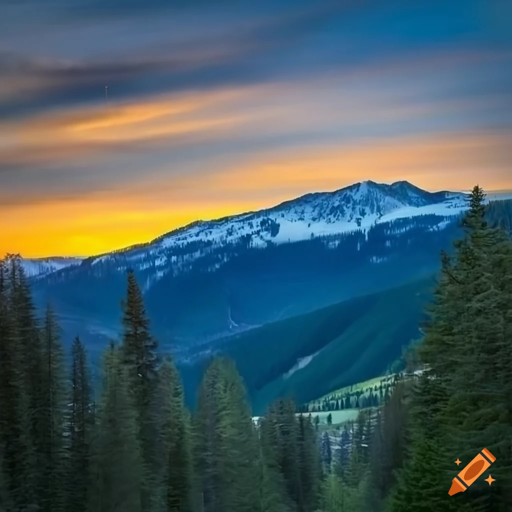 Scenic view of Vail Colorado at dusk on Craiyon