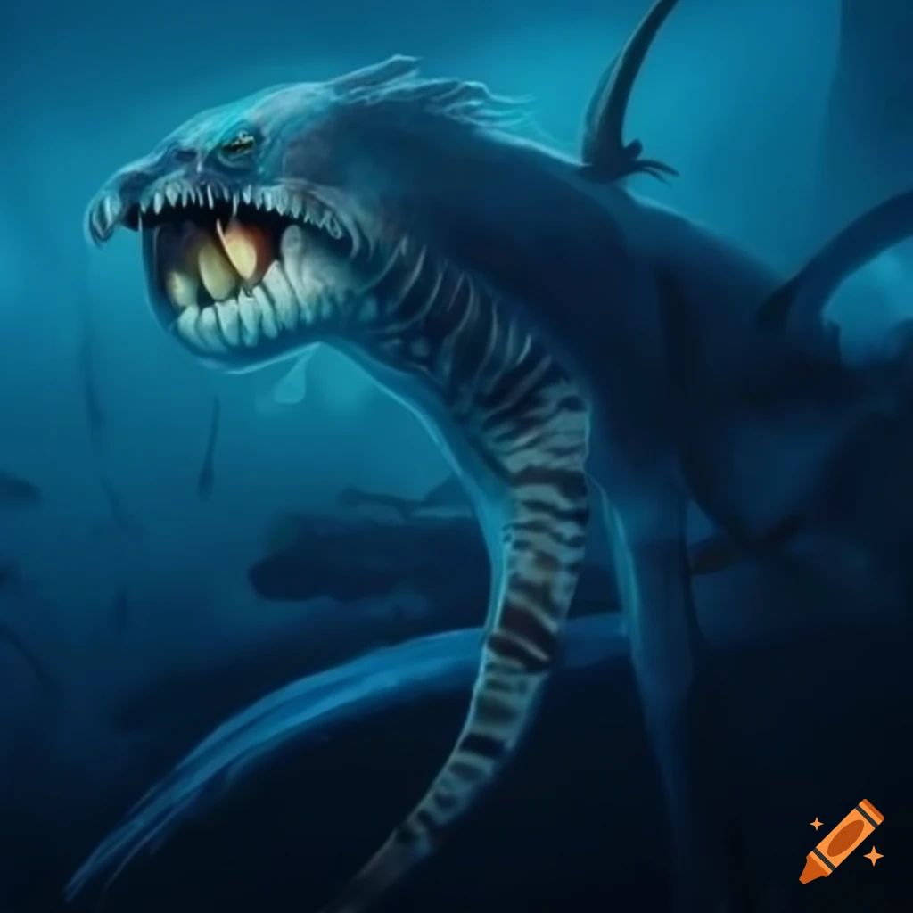 Humanoid muscular anglerfish deep sea monster portrait with glowing ...