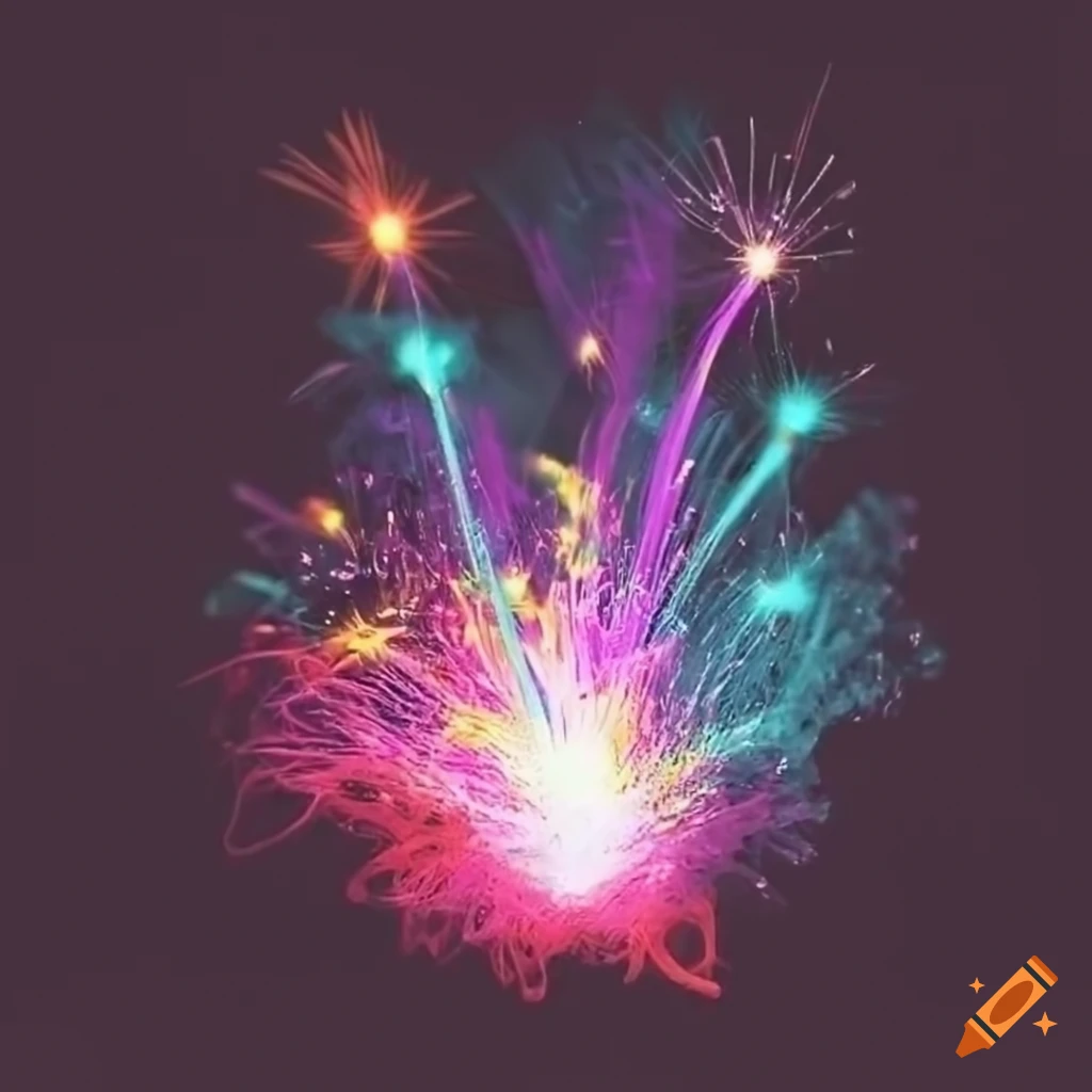 Vibrant splash art of colorful sparklers