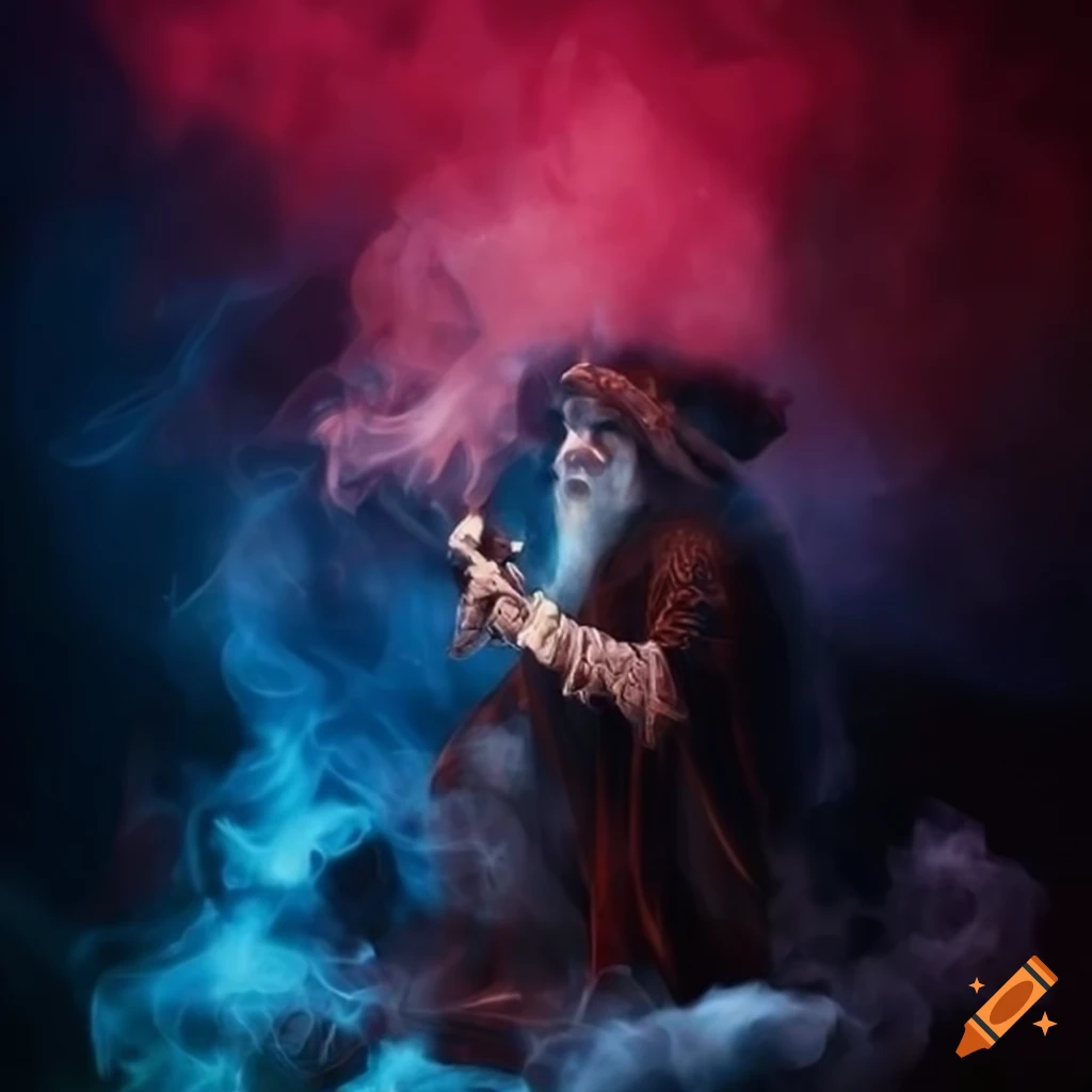 Fantasy art of a wizard casting a colorful spell