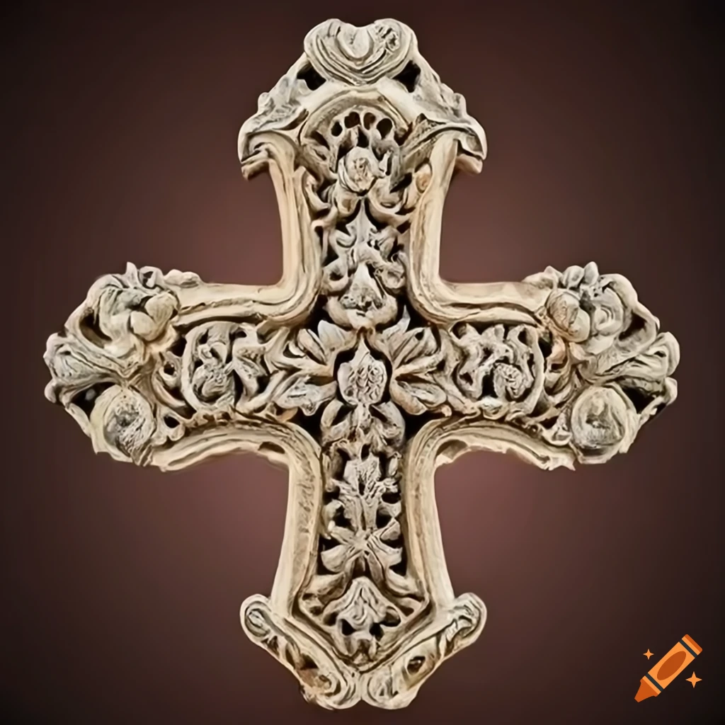 Intricate stone carved christian cross