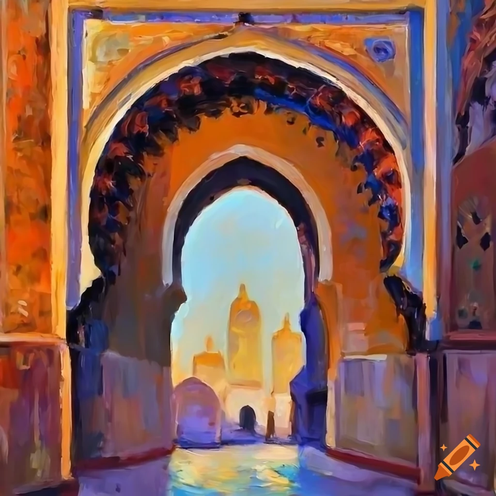 8k impressionist painting of moroccan archway