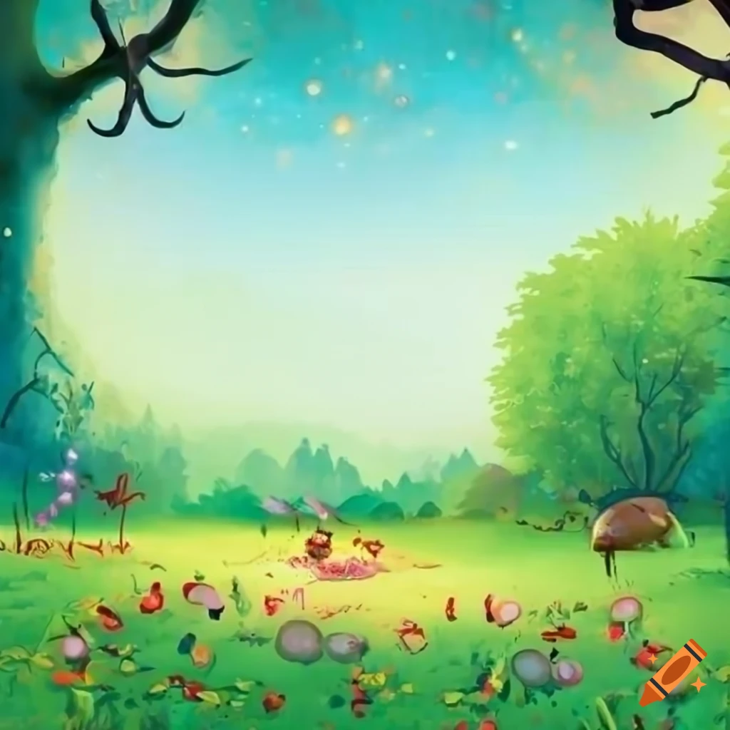 Charming bushy background for a storybook on Craiyon