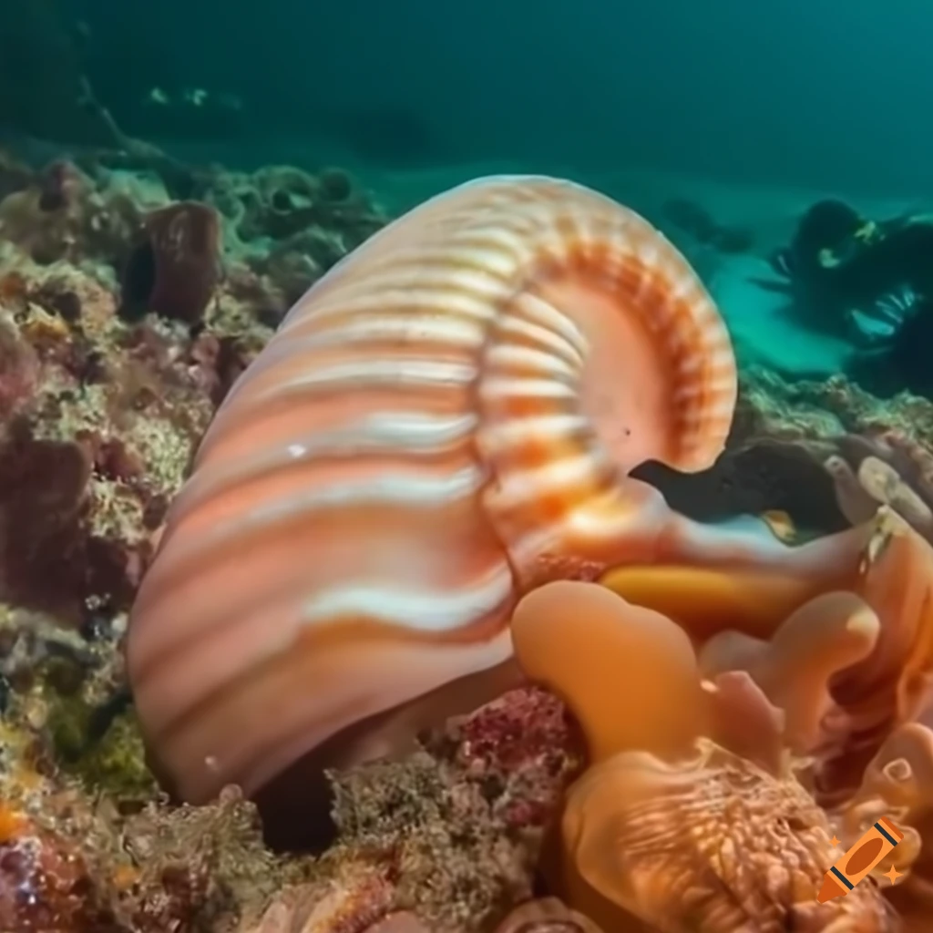 Seashell with psychedelic colors underwater