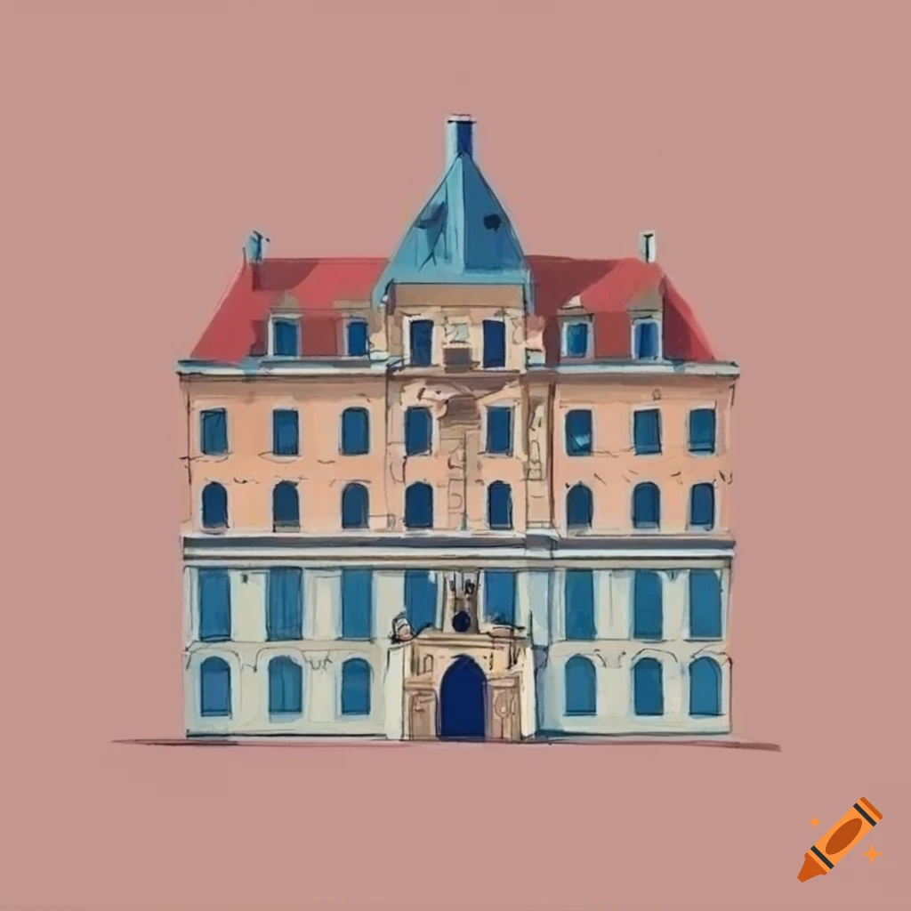 Drawing of a French renaissance castle facade on Craiyon