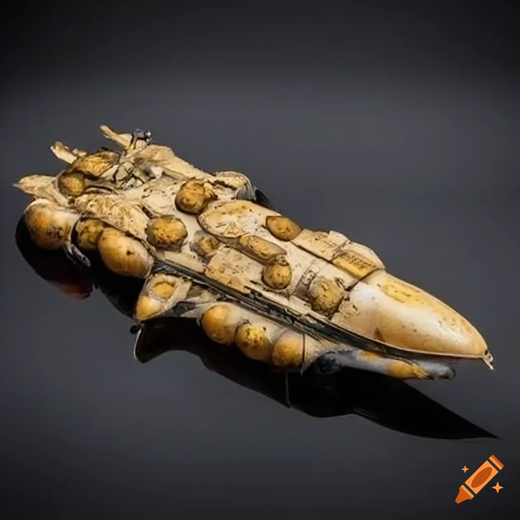 Concept art of a spaceship made with potatoes on Craiyon