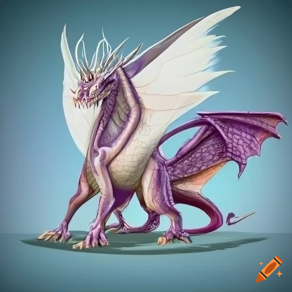 Detailed side view illustration of a dragon with wings