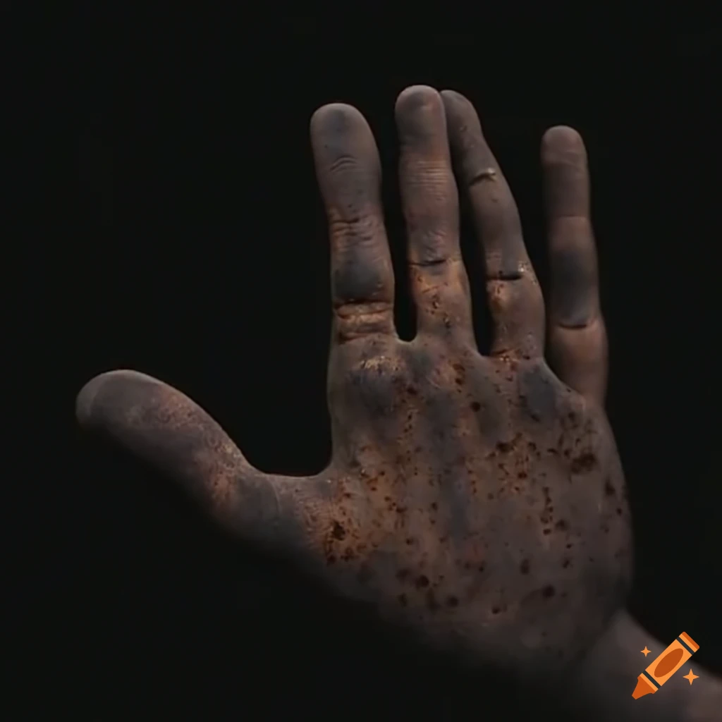 Rusty hand sculpture