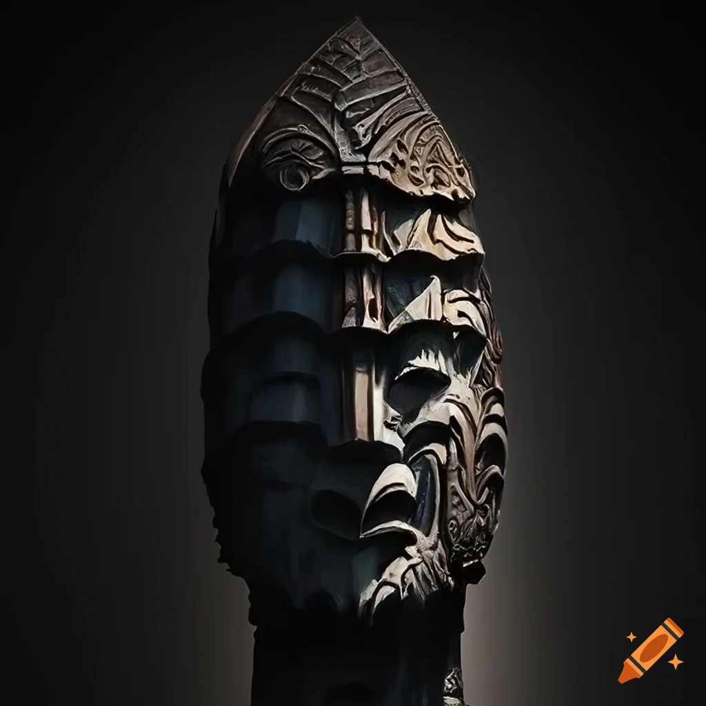 Detailed architectural stave carving artwork on Craiyon