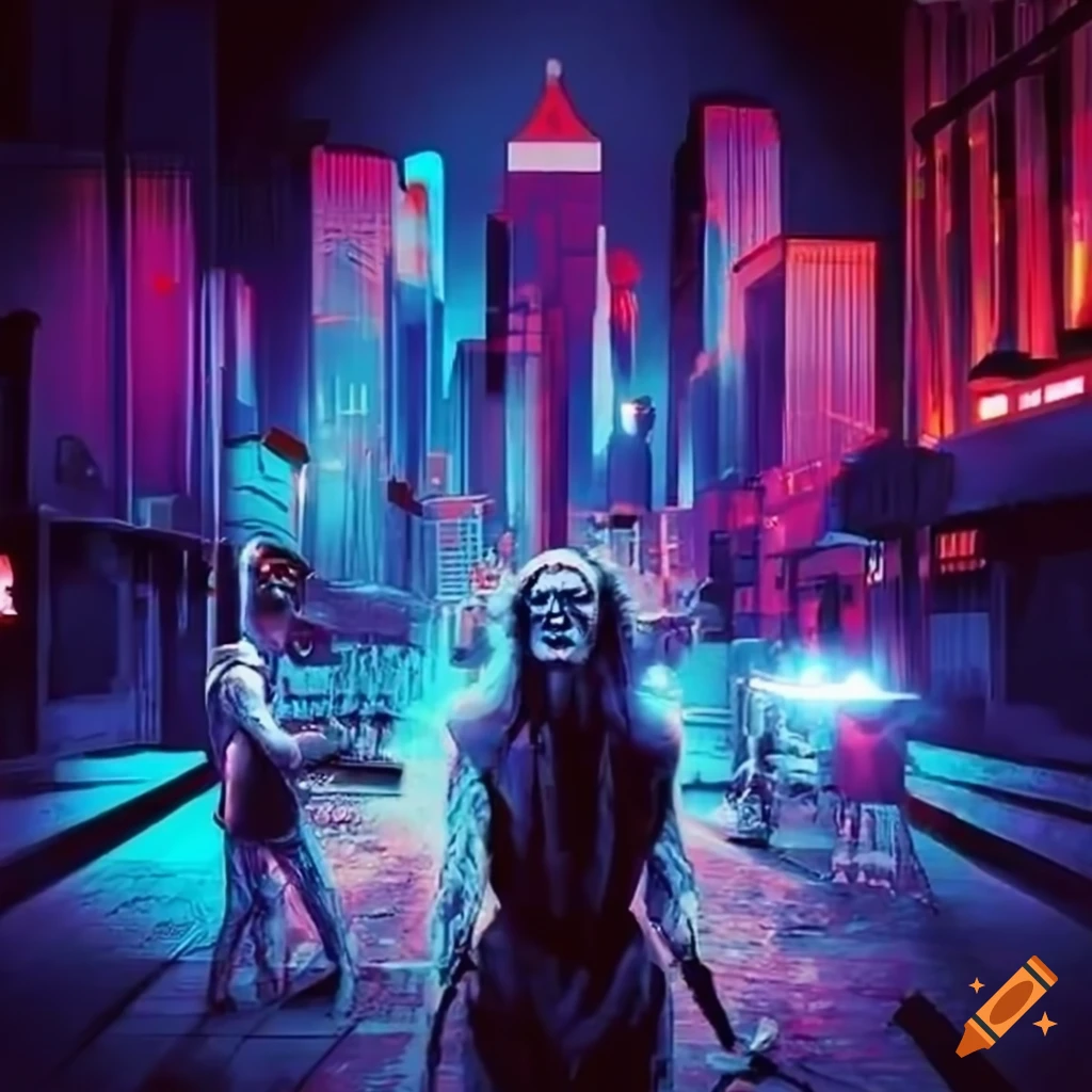 80s horror cityscape on Craiyon