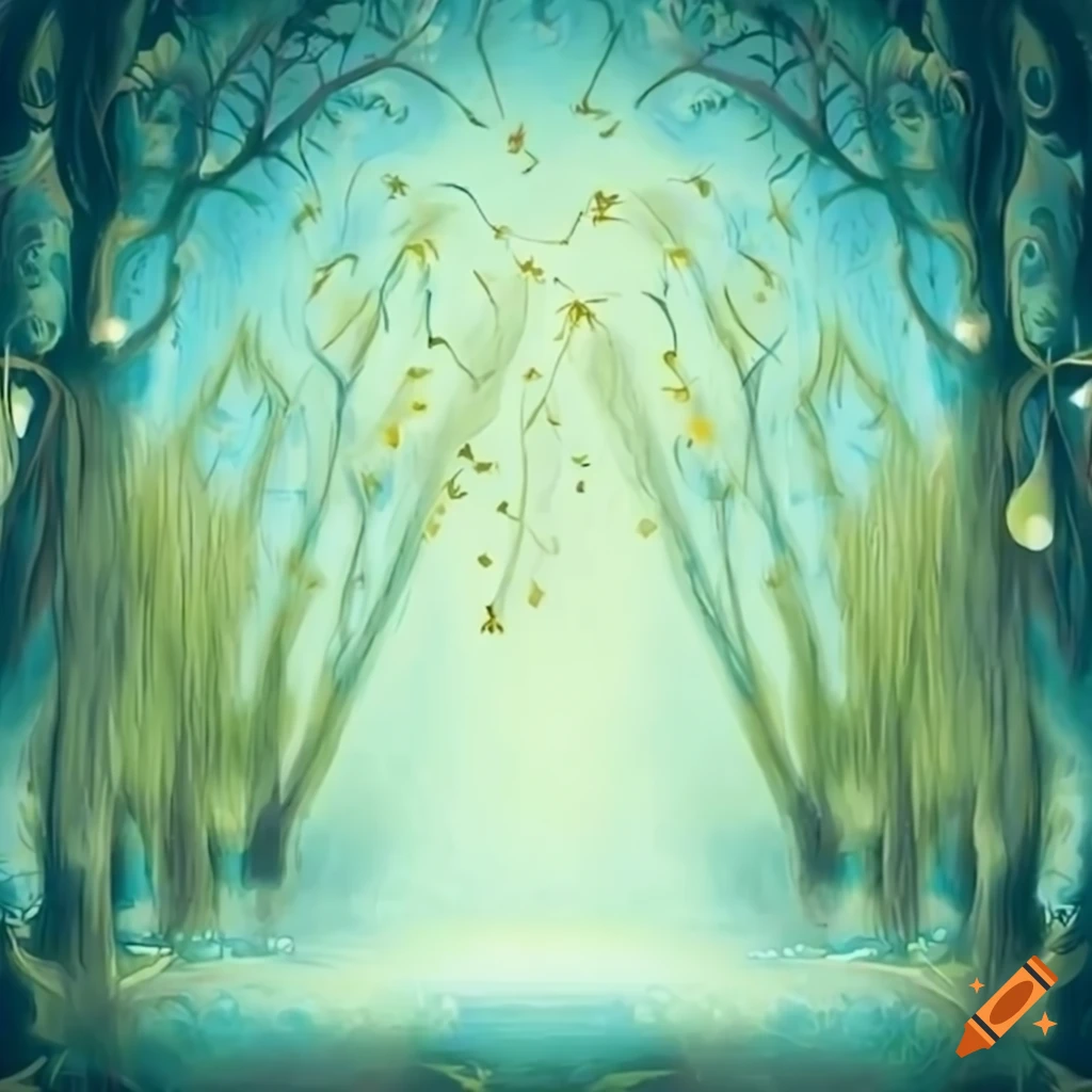 Whimsical willow tree background for children's storybook