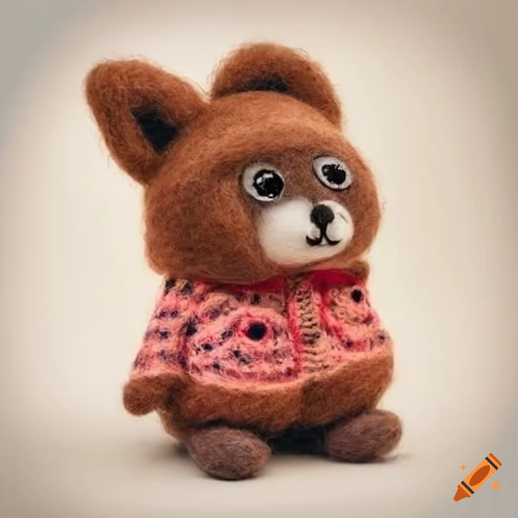 Cute animals in fashionable felted wool clothes