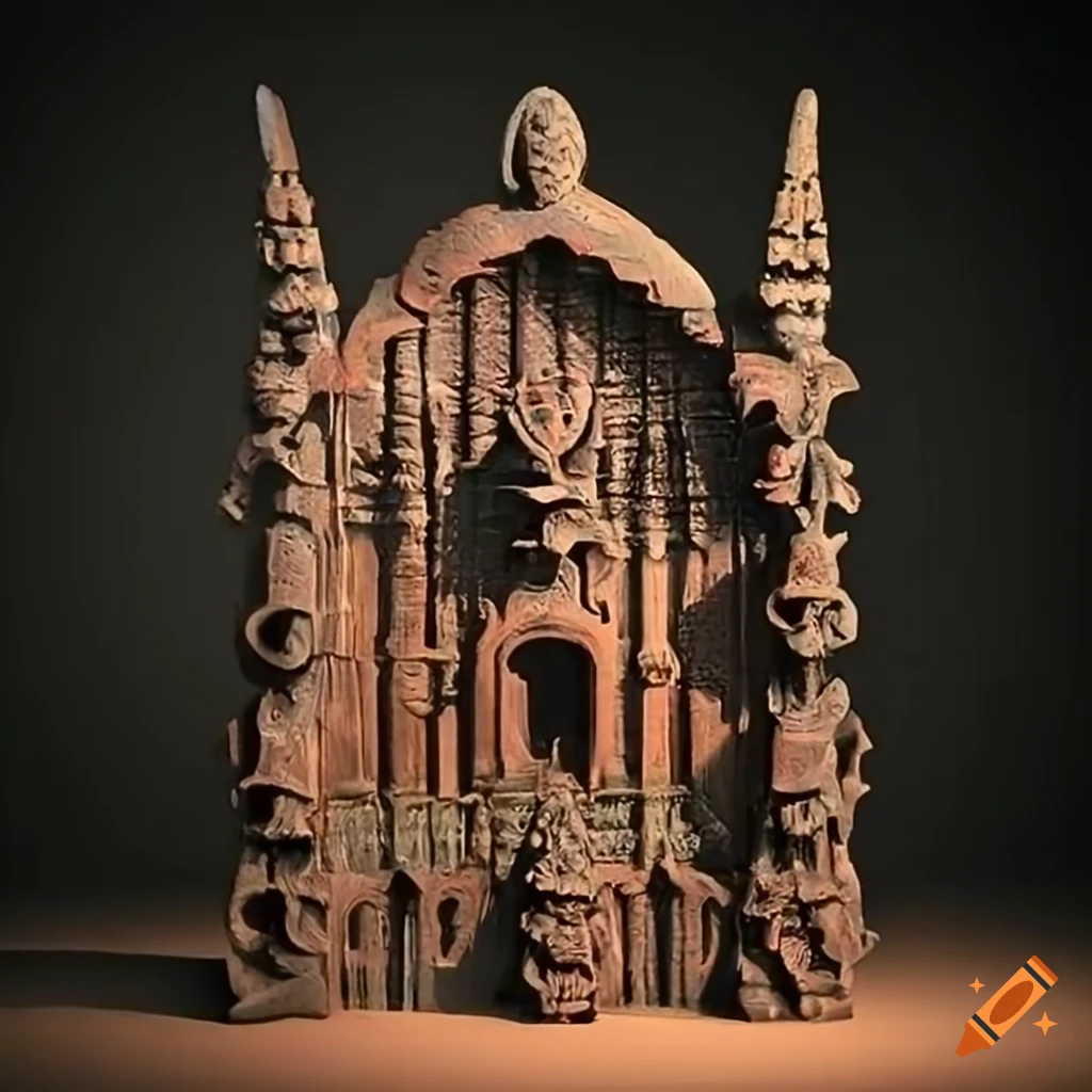 Joseph cornell diorama with salish-inspired motifs and designs featuring trees, birds, and ...