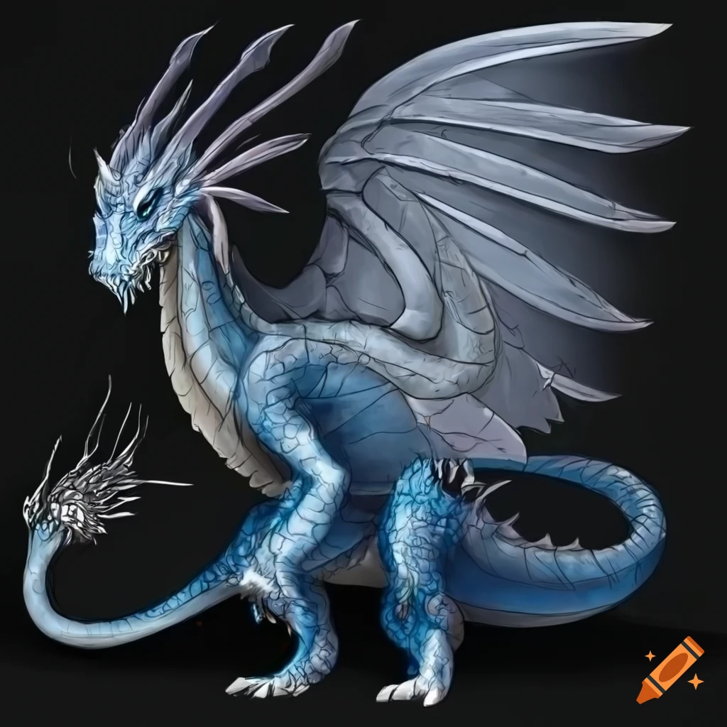 Detailed side view illustration of a dragon with wings